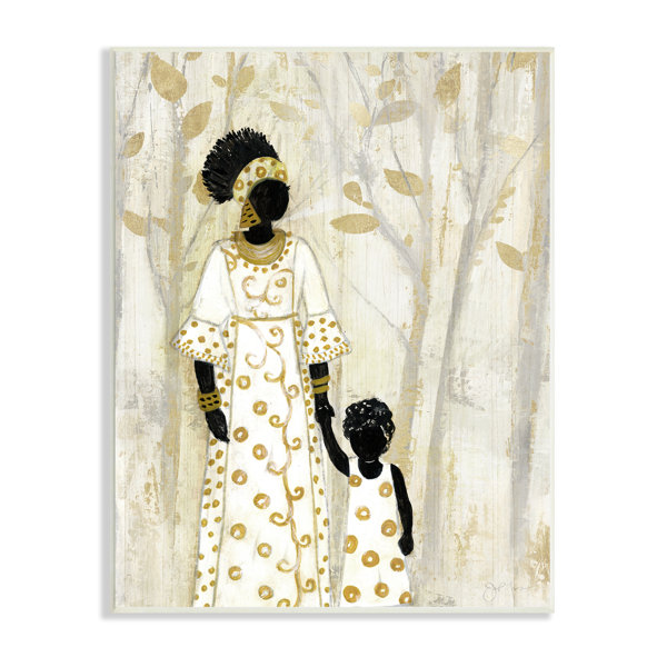 Stupell Industries " Mother And Child Holding Hands Neutral Tree Forest ...