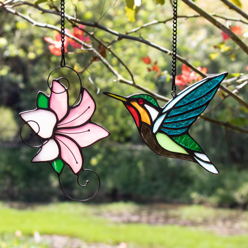 Red Barrel Studio® Stained Glass Birds Window Hangings | Wayfair