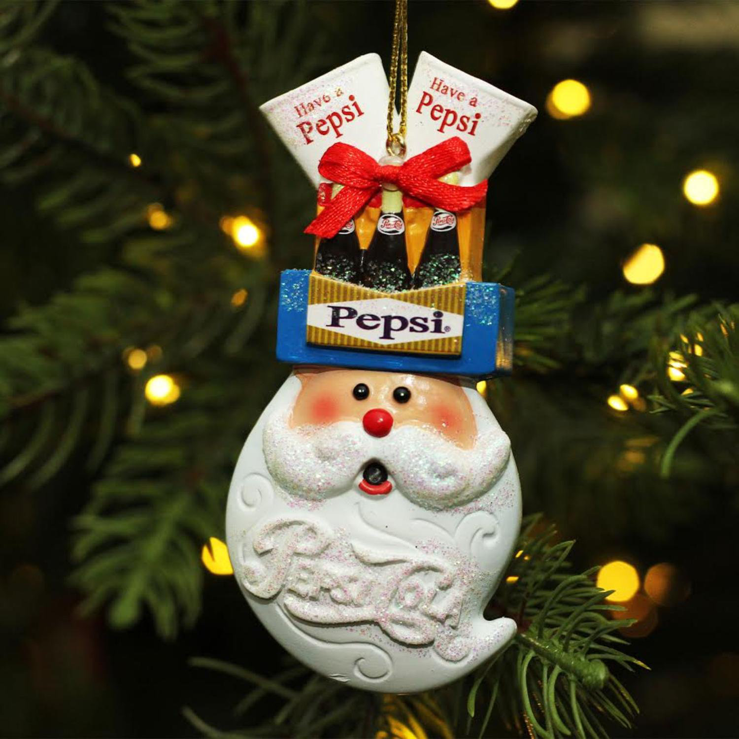 Northlight Seasonal Glittered Santa Head Balancing Pepsi Christmas ...