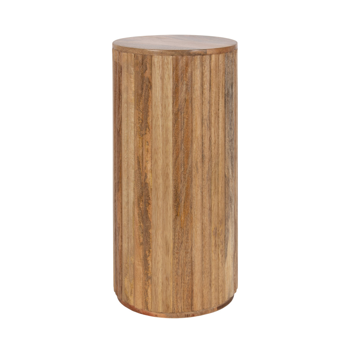 Mercer41 Rutkowski Round Ribbed Mango Wood Drink Table | Wayfair