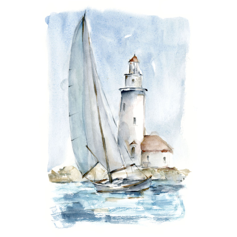 Longshore Tides Sailing Into The Harbor I - Wrapped Canvas Painting ...