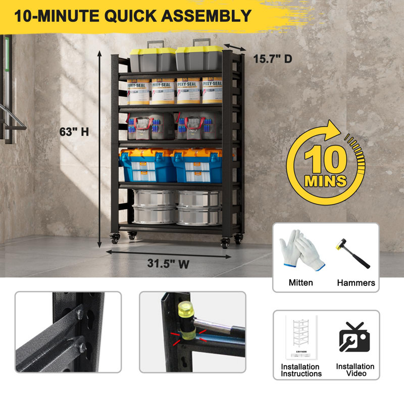 WFX Utility™ Heavy Duty Garage Shelving with Wheels Adjustable Metal ...