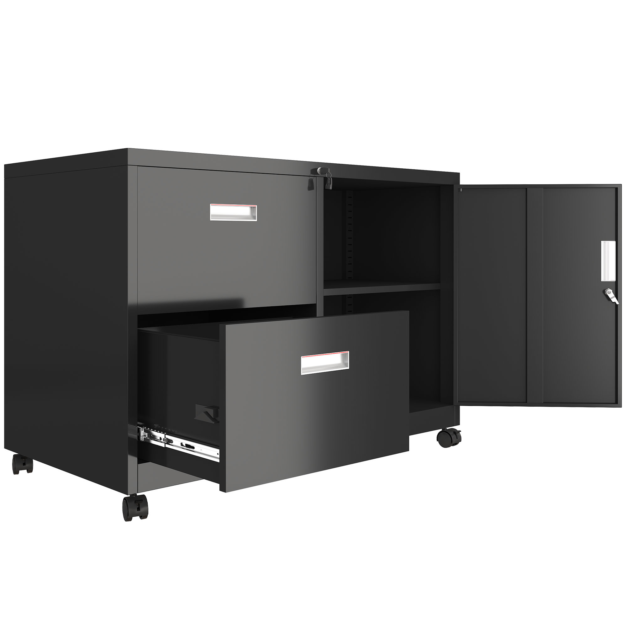 GZMWON Metal Office Cabinet With Drawers & Adjustable Shelves, Mobile ...