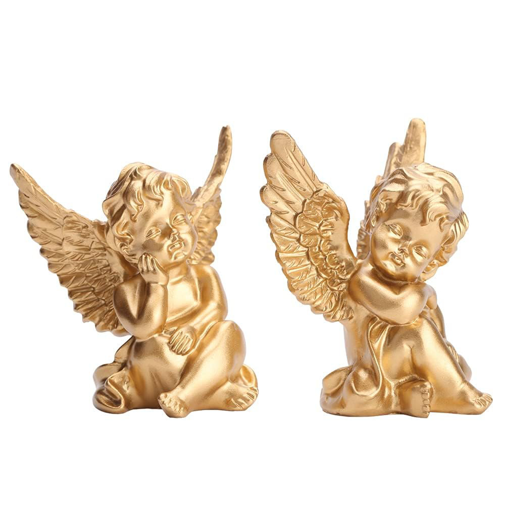 Astoria Grand 2-Pack Resin Angel Statue Figurines - Cute Sleeping ...
