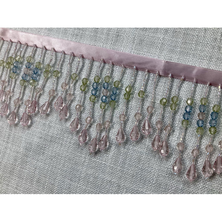 Rose Lace And Braid Lucite Crystal Beaded Fringe 4.5" Width Trim ...