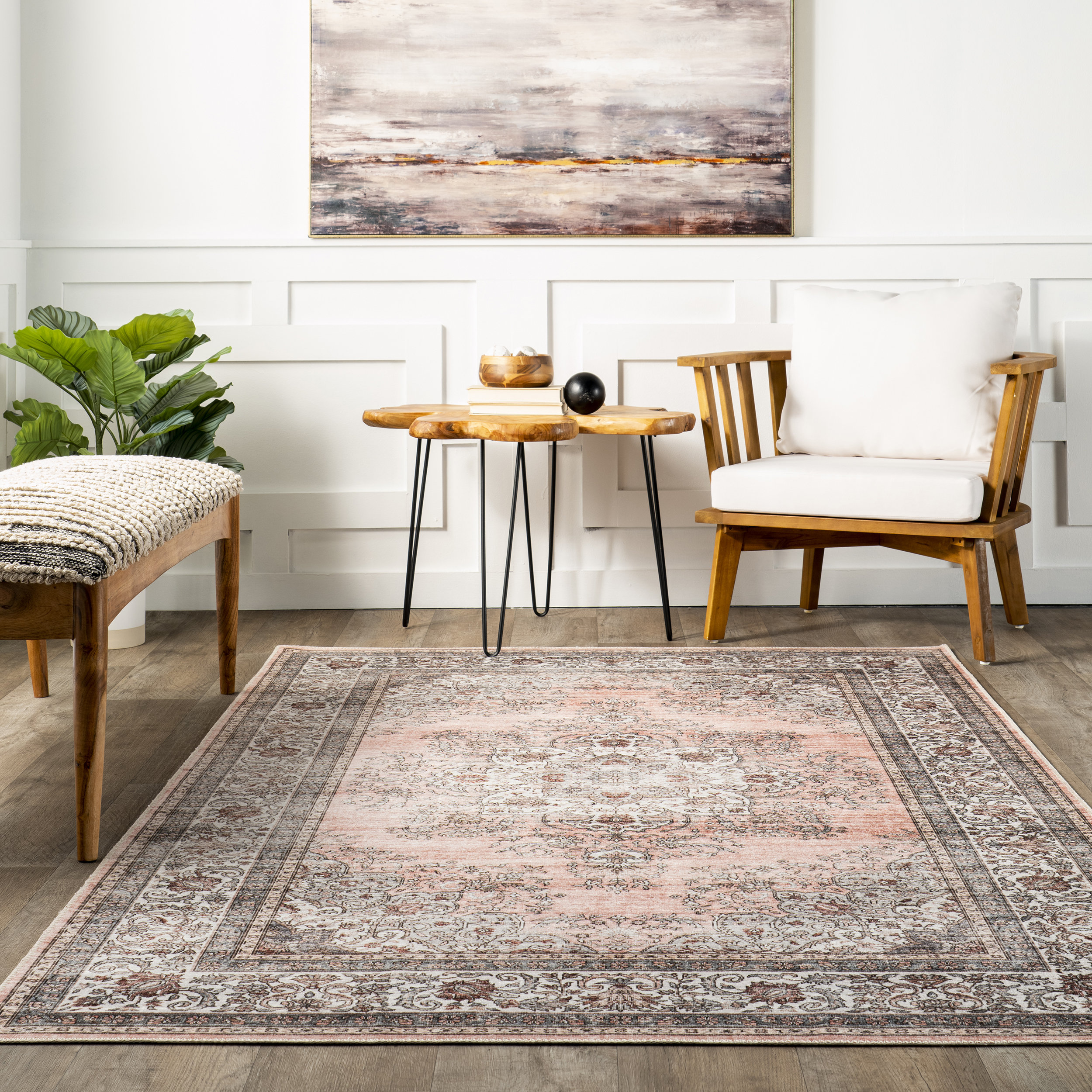 Langley Street Cia Medallion Spill Proof Machine Washable Area Rug for ...