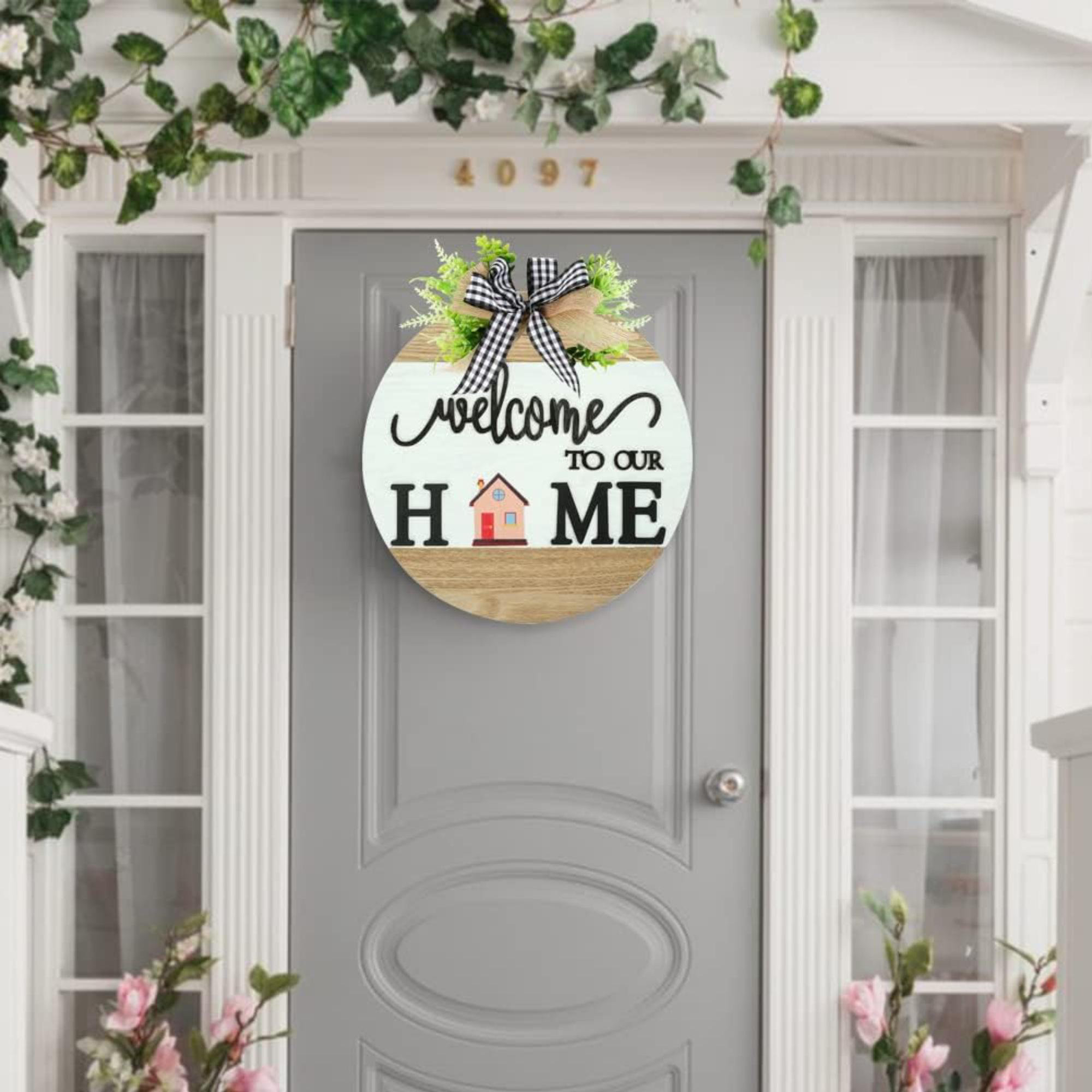 The Holiday Aisle® Interchangeable Welcome Sign For Front Door With 4 ...