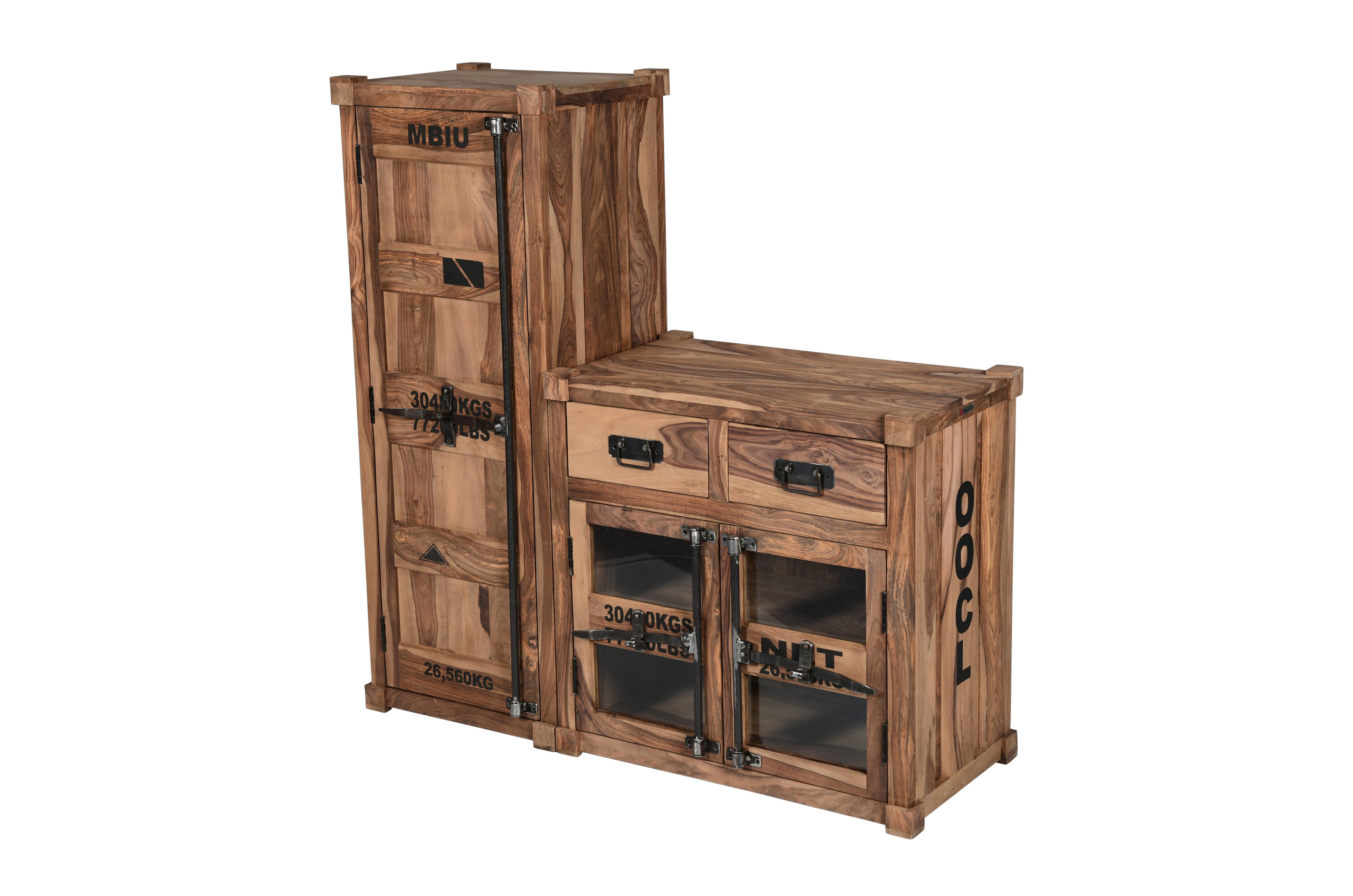 Union Rustic Perrinton 130 Cm Wide 2 Drawer Sheesham Solid Wood ...