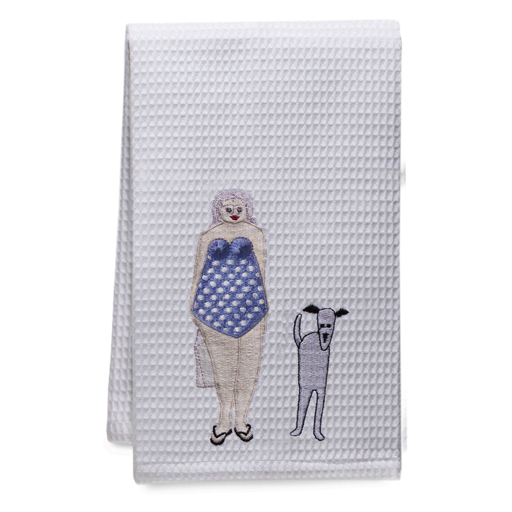 Winston Porter Pruden Bathing Lady and Dog Waffle Weave Guest 100% ...