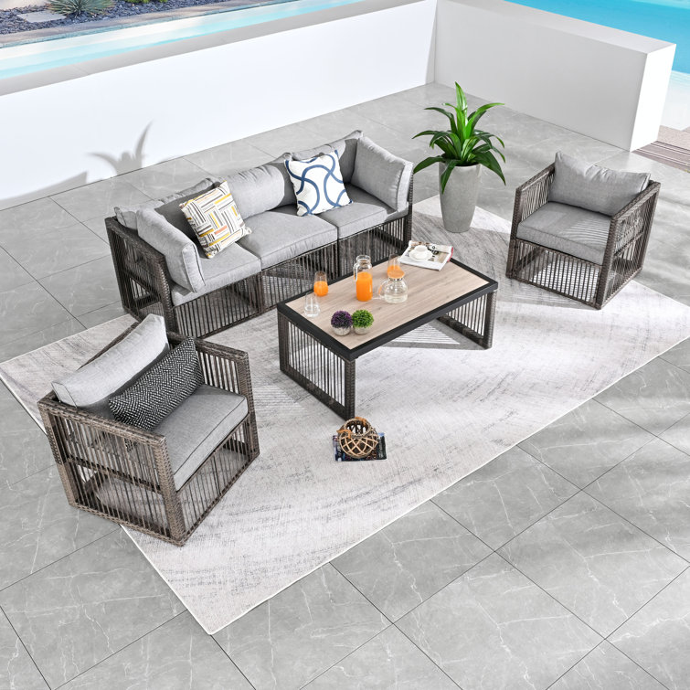 FestivalDepot 6 Piece Sofa Seating Group with Cushions & Reviews | Wayfair