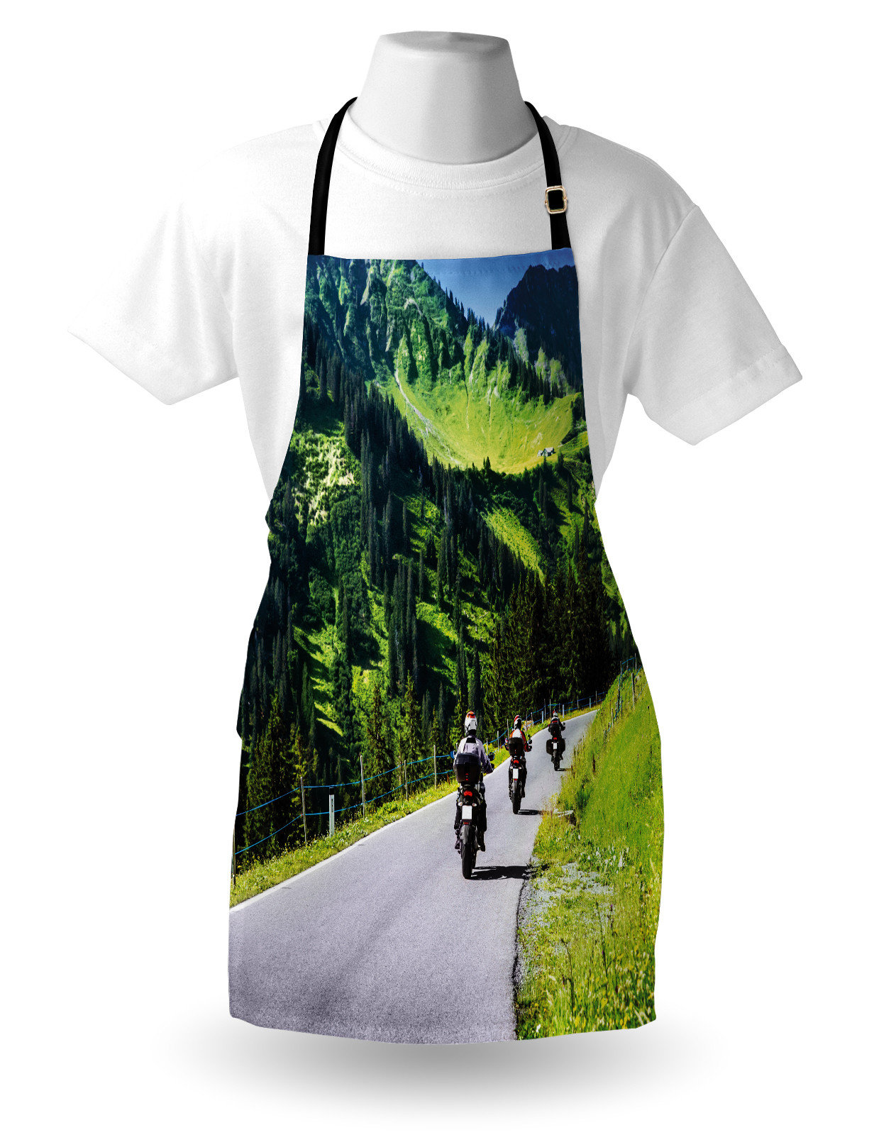 East Urban Home Digital Apron Unisex, Bike Riders on Mountain, Adult ...