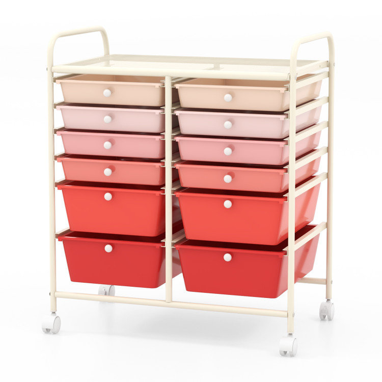 Rebrilliant 12-Drawer Rolling Storage Cart with Removable Drawers and ...