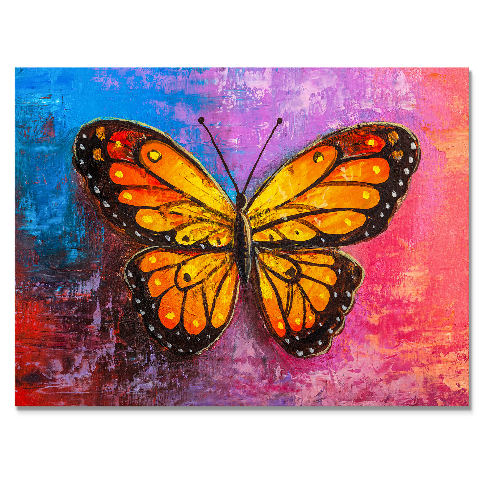 August Grove® Abstract Orange Butterfly - Floater Frame Print on Canvas ...