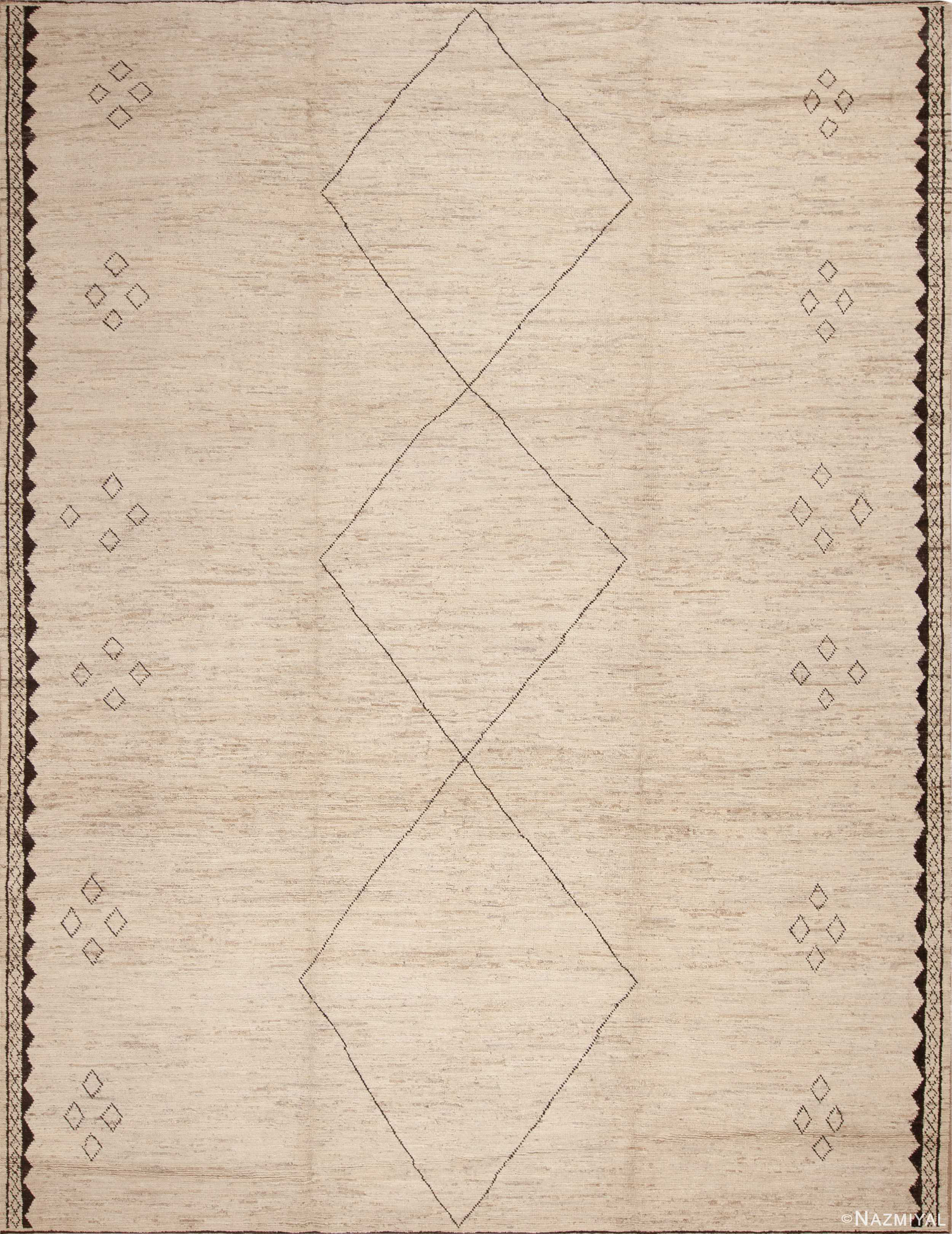 Nazmiyal Collection One-of-a-Kind Light Ivory/Cream Minimalist Tribal ...