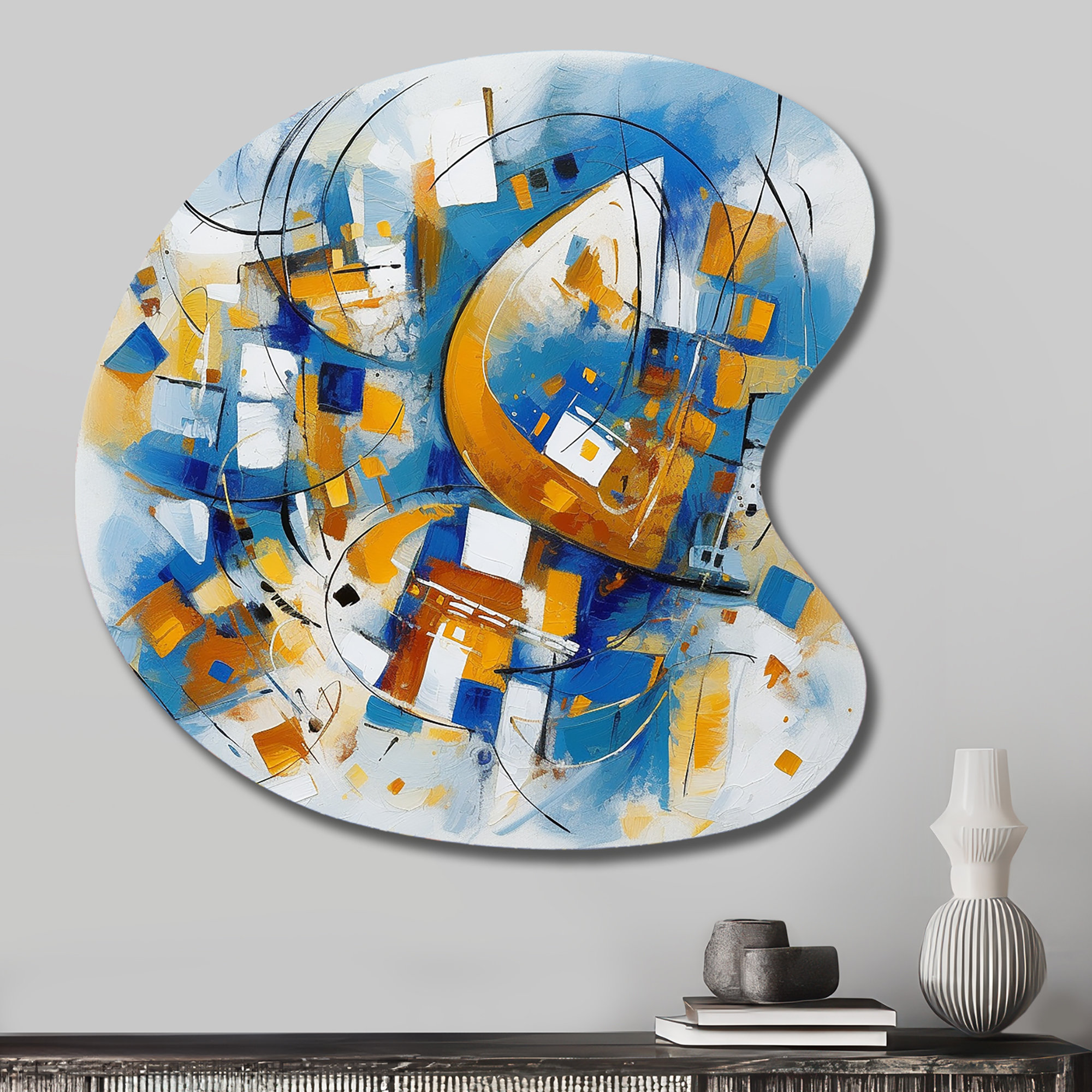 Design Art Blue Abstracted Fractals And Dimensions I - Geometric Unique ...