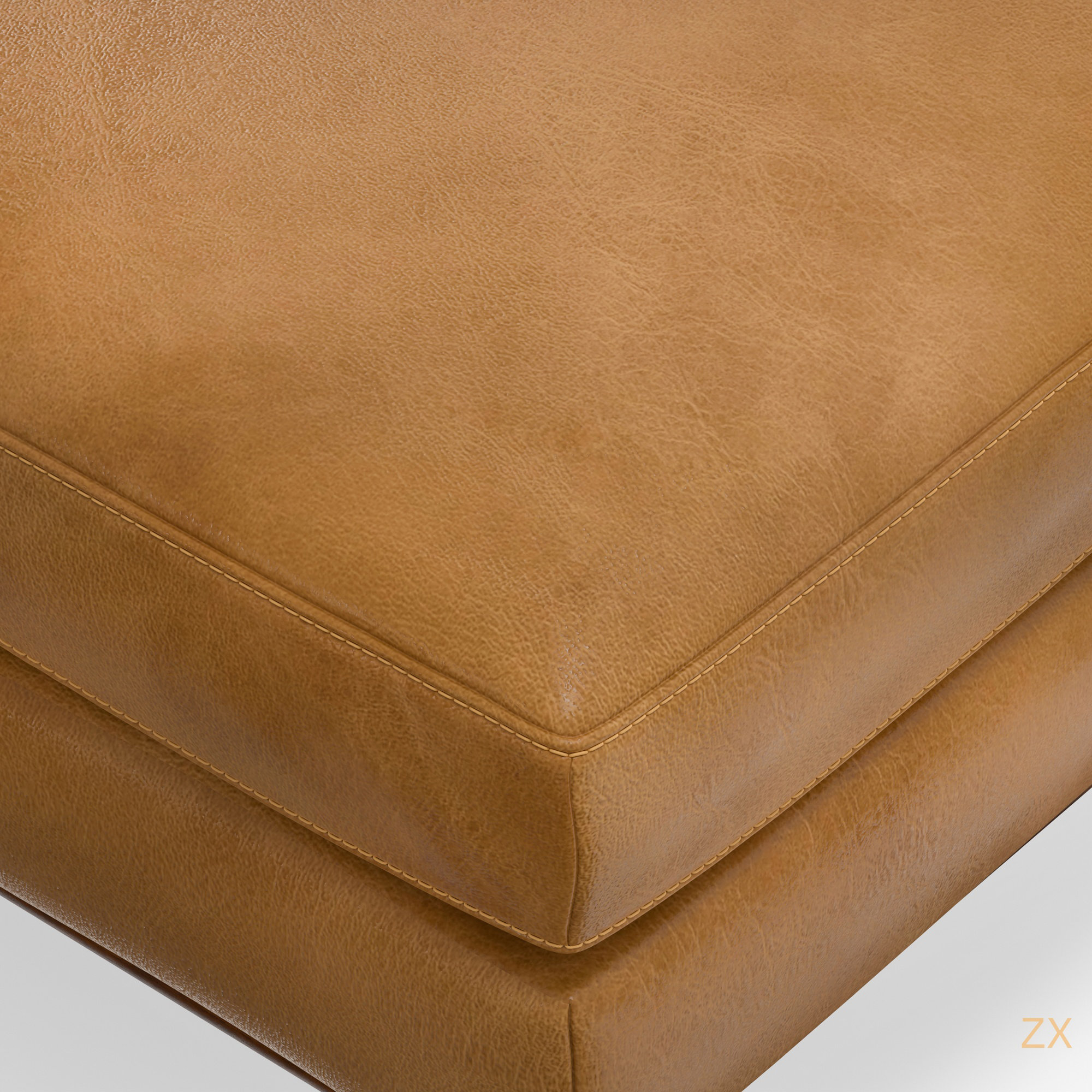 Brayden Studio® Morrison Ottoman In Sienna Genuine Leather Contemporary ...