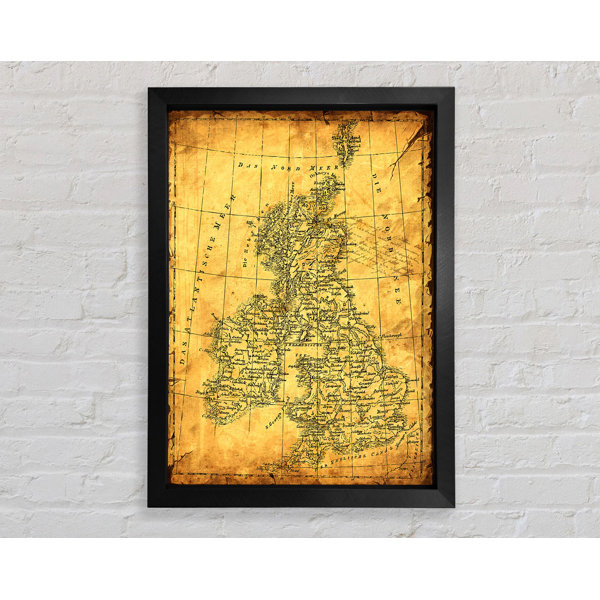 Longshore Tides Vintage UK Map - Single Picture Frame Art Prints ...