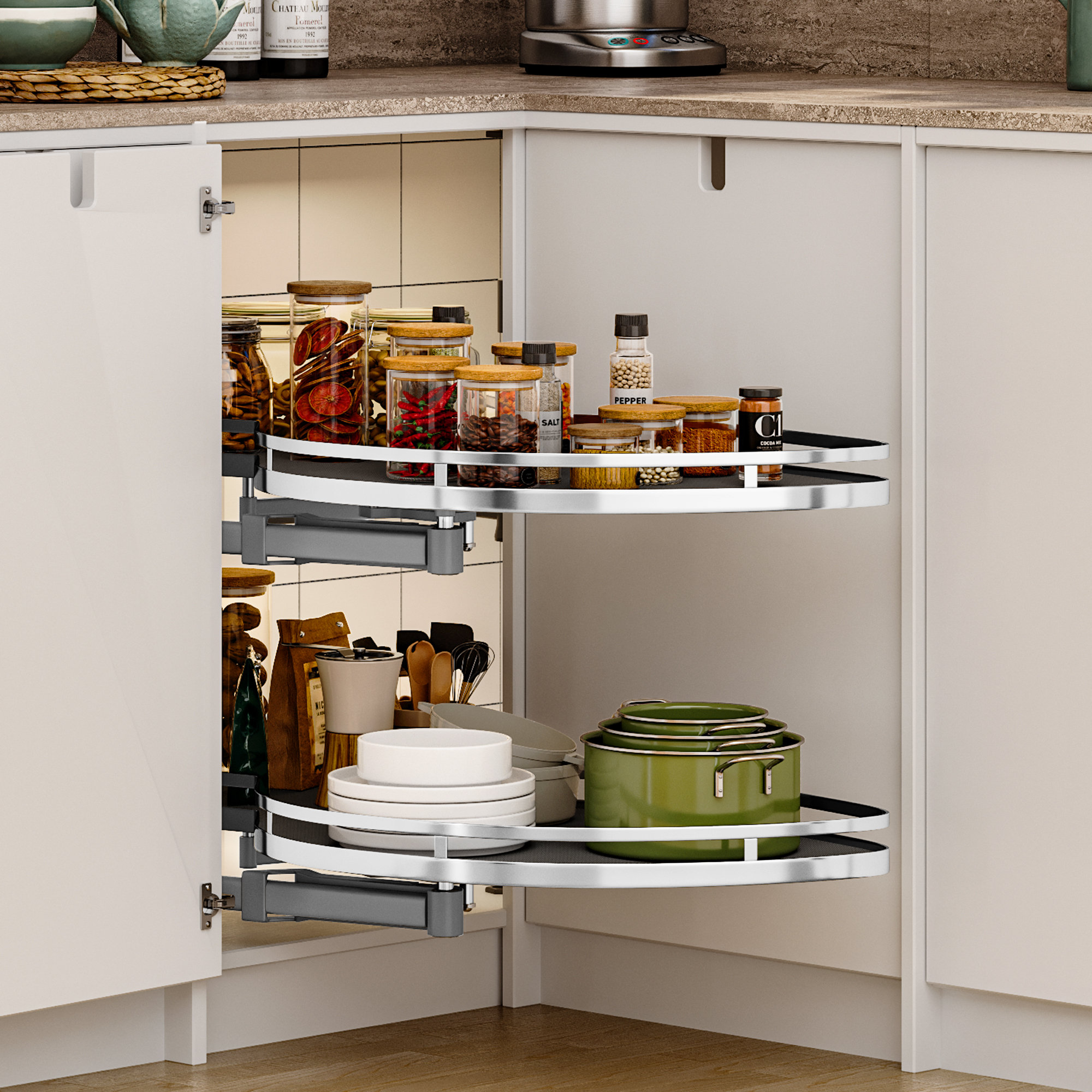 Mint Pantry® Balconera Swing Left Blind Corner Kitchen Cabinet Pull Out ...