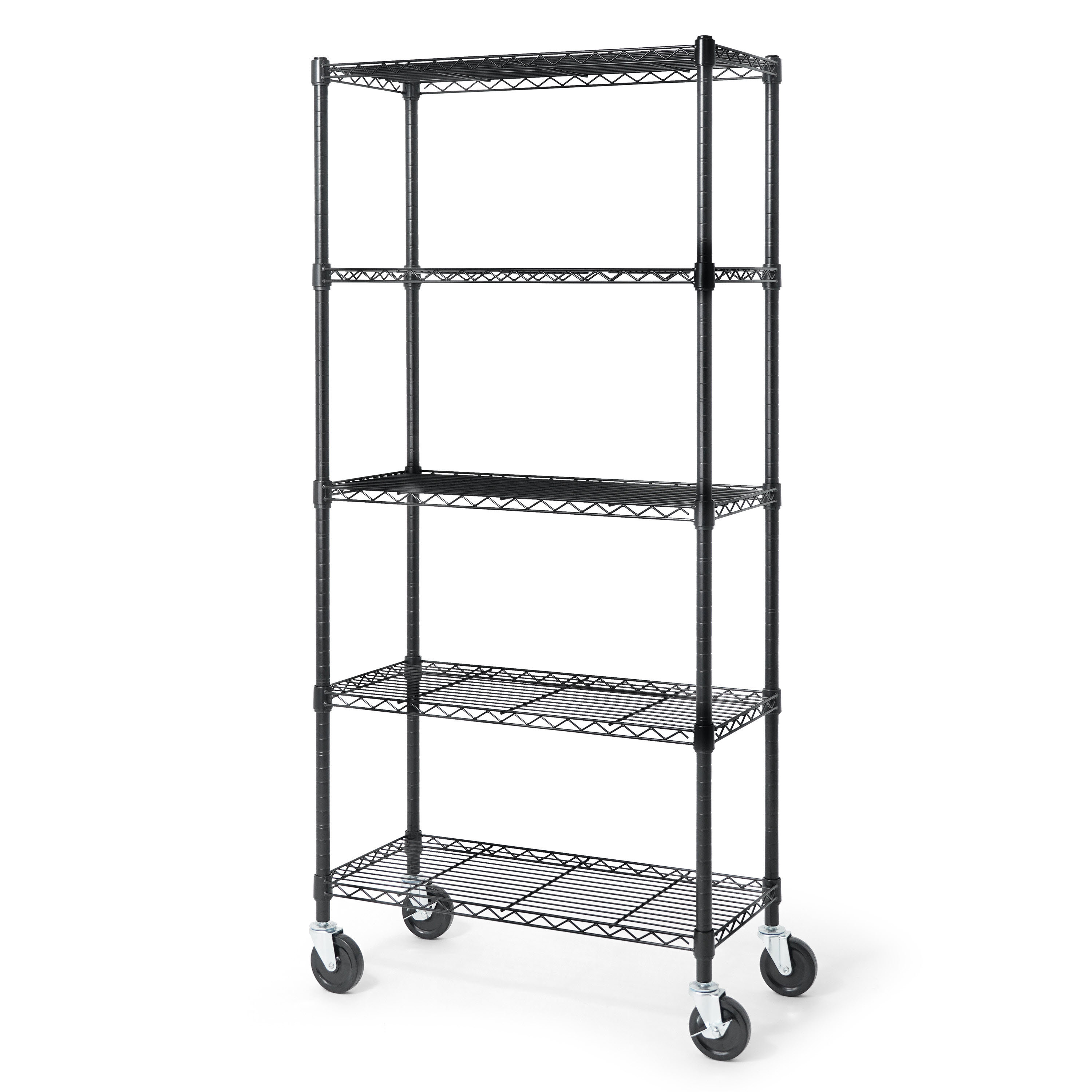 CAPHAUS NSF Heavy Duty Commercial Wire Shelving w/ Wheel & Leveling Feet, Black 30 x 14 x 64 5 ...