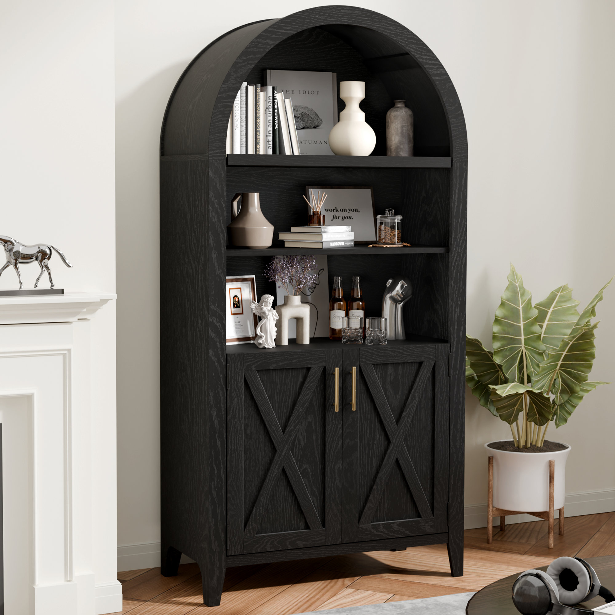 Ophelia & Co. Arch Storage Cabinet With Beech-wooden Door, 5 Tier ...