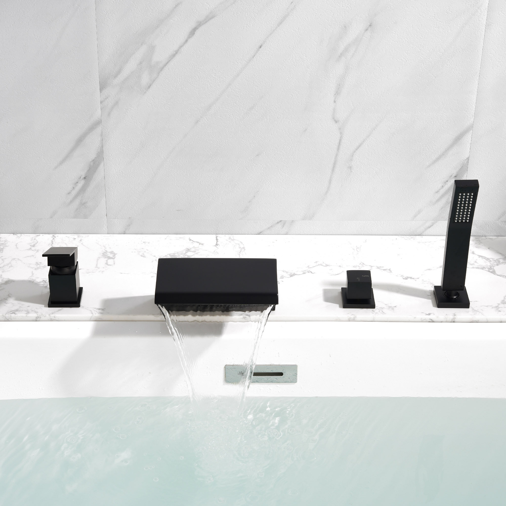 SHAMANDA Deck Mounted Tub Filler with Diverter and Handshower | Wayfair