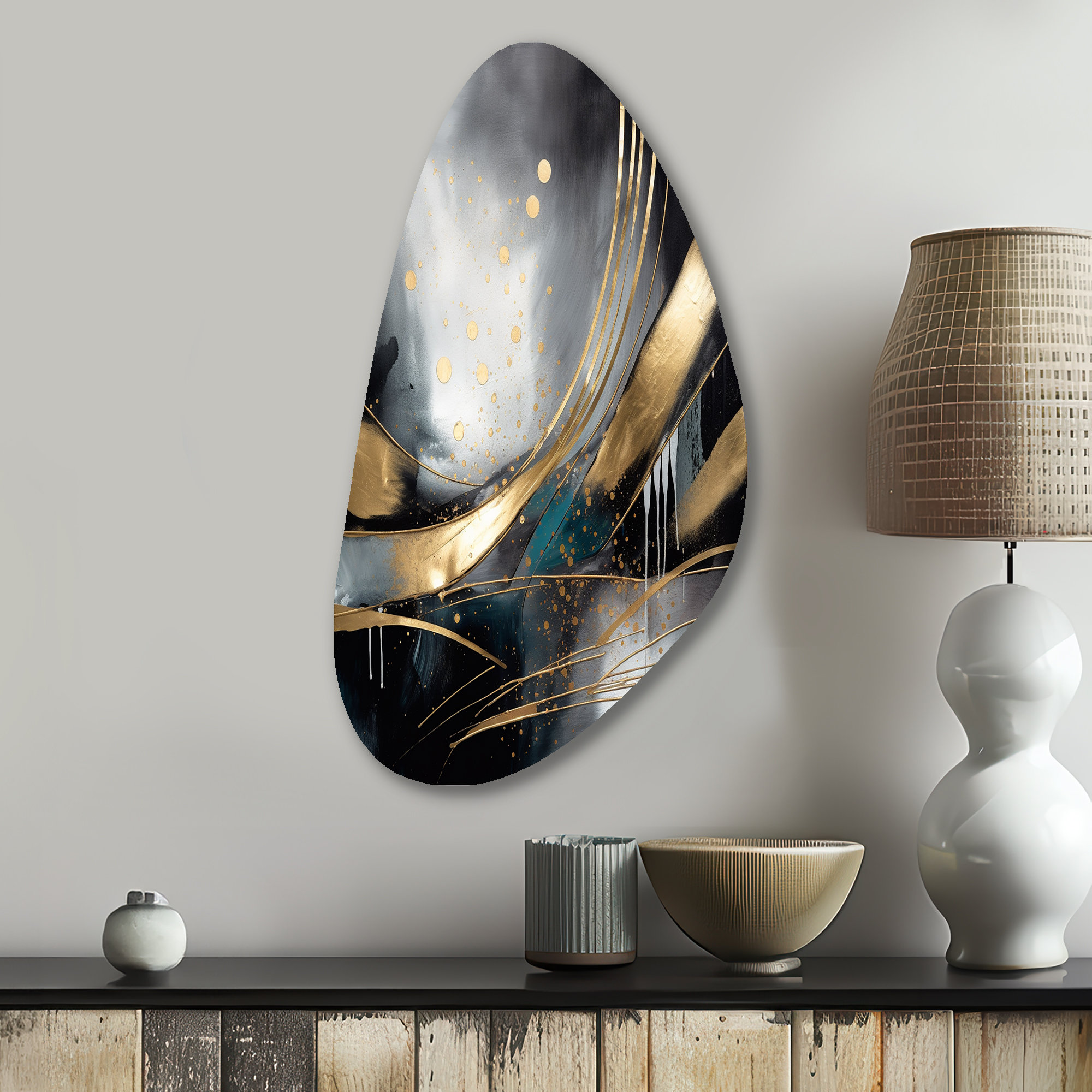 Design Art Shapes And Lines Abstract Marble II - Marble Asymmetrical Metal Wall Art, Modern ...