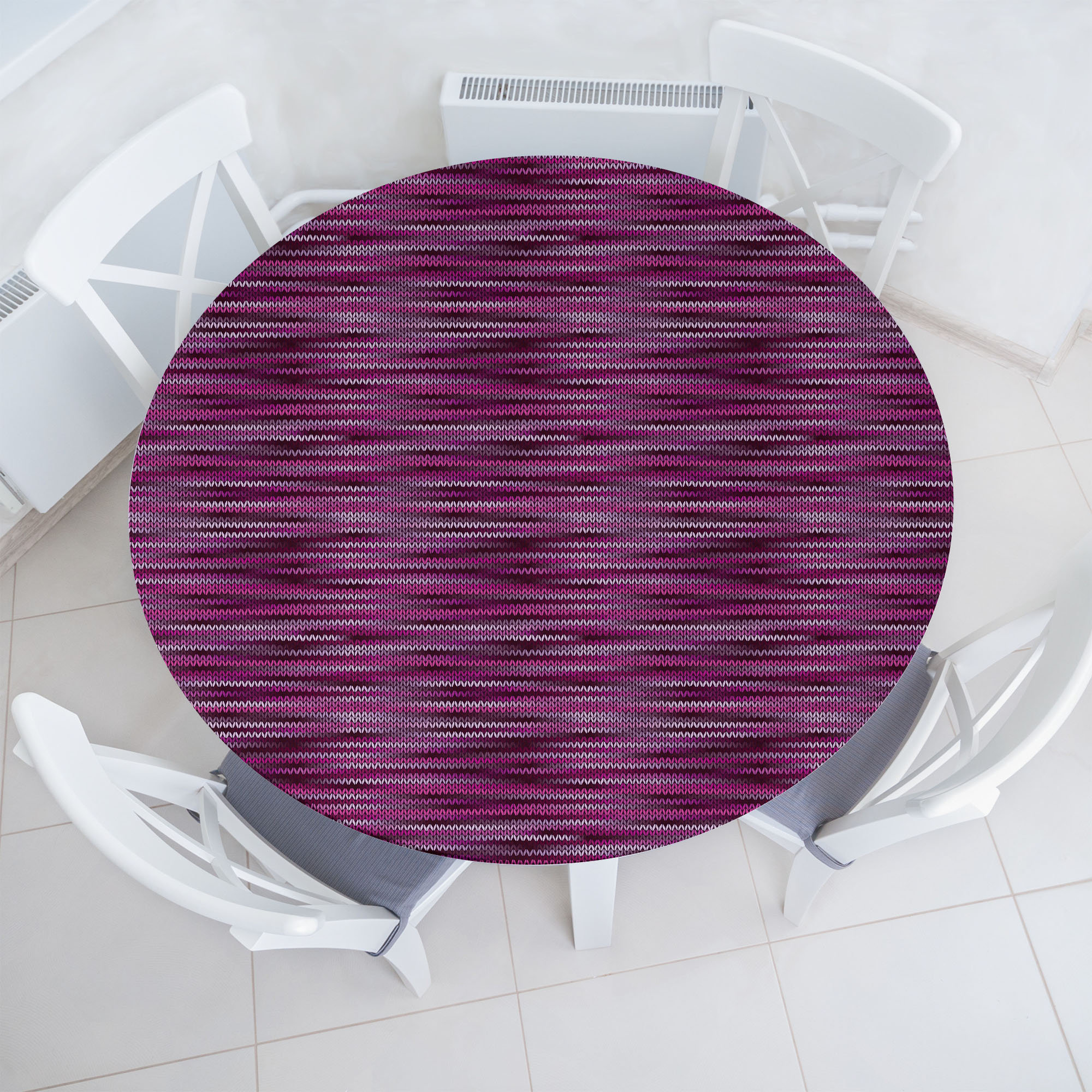 Mercer41 Magenta Fitted Round Tablecloth Fuchsia and Violet | Wayfair