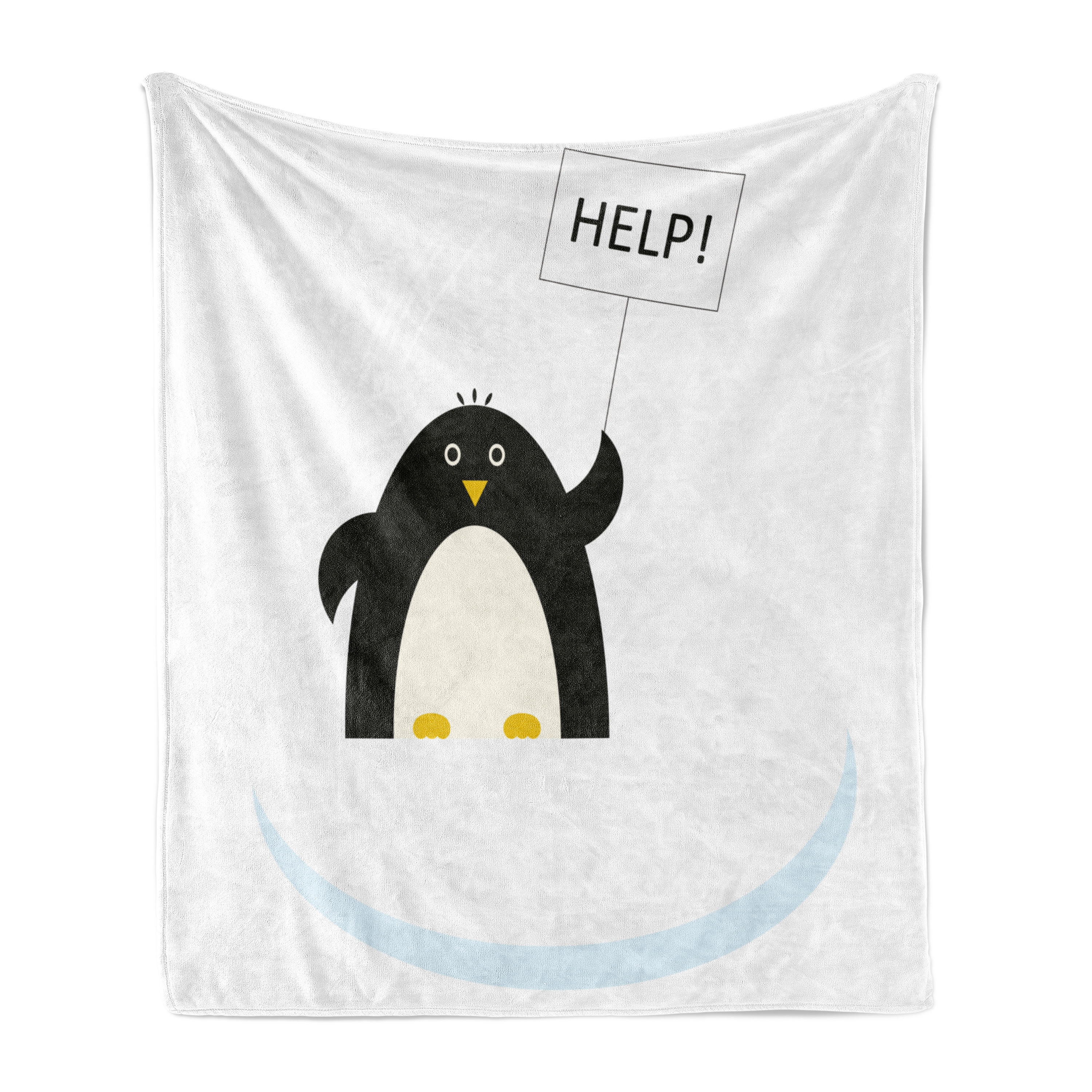 Ambesonne Animal Fleece Throw Blanket Penguin on Ice Need Help Black ...