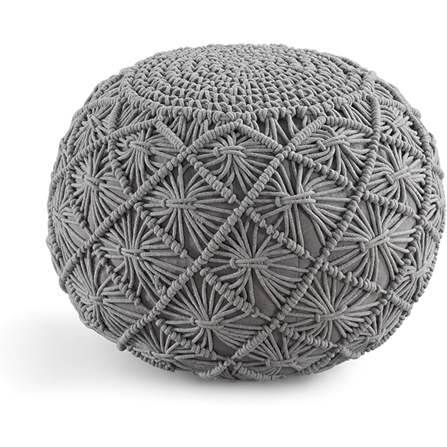 Dakota Fields Macrame Ottoman Pouf Hand Knitted Large Foot Rest for ...