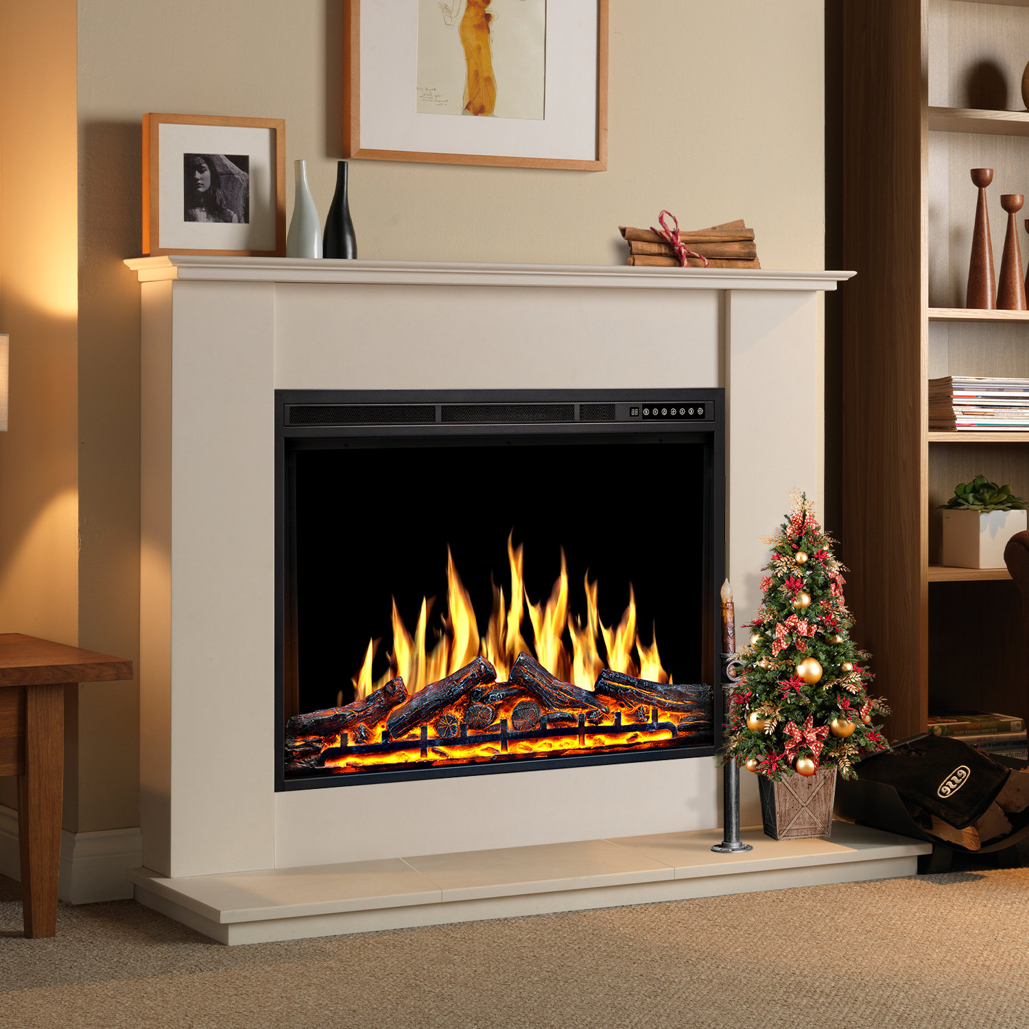 Winston Porter 36"/39"Electric Fireplace Insert, Retro Recessed ...