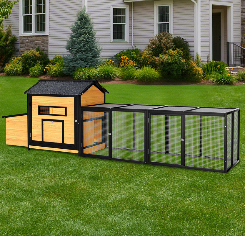One Allium Way® Premium Wooden Chicken Coop - 118'' Spacious Poultry ...