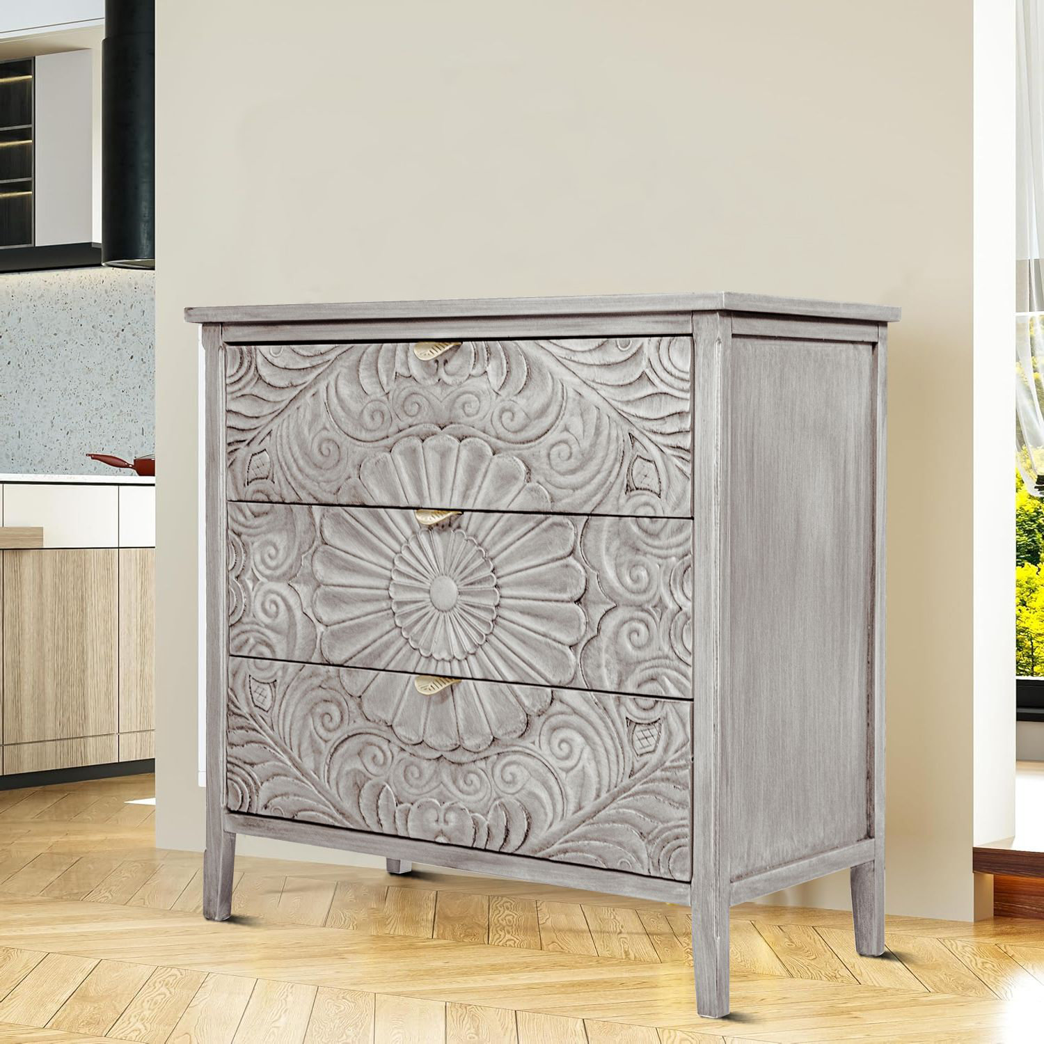 Bungalow Rose Vintage and artistic style drawer storage cabinet with ...