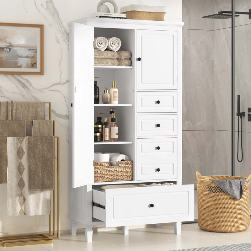 Wildon Home® Tall and Wide Storage Cabinet with Doors and Four Drawers ...