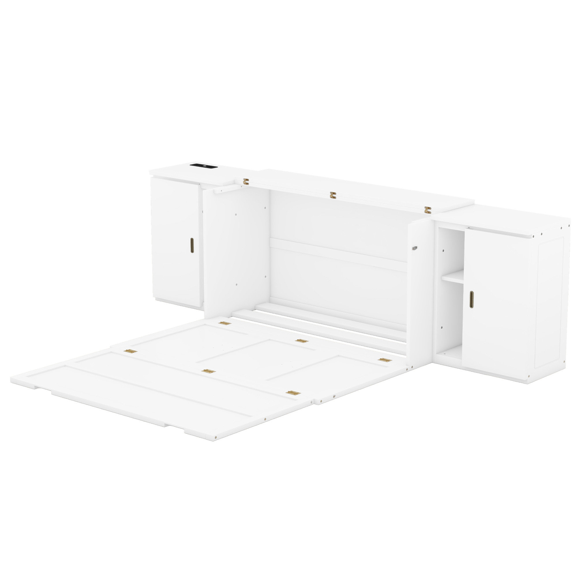 Latitude Run® Murphy Bed With Shelves, Cabinets And USB Ports | Wayfair