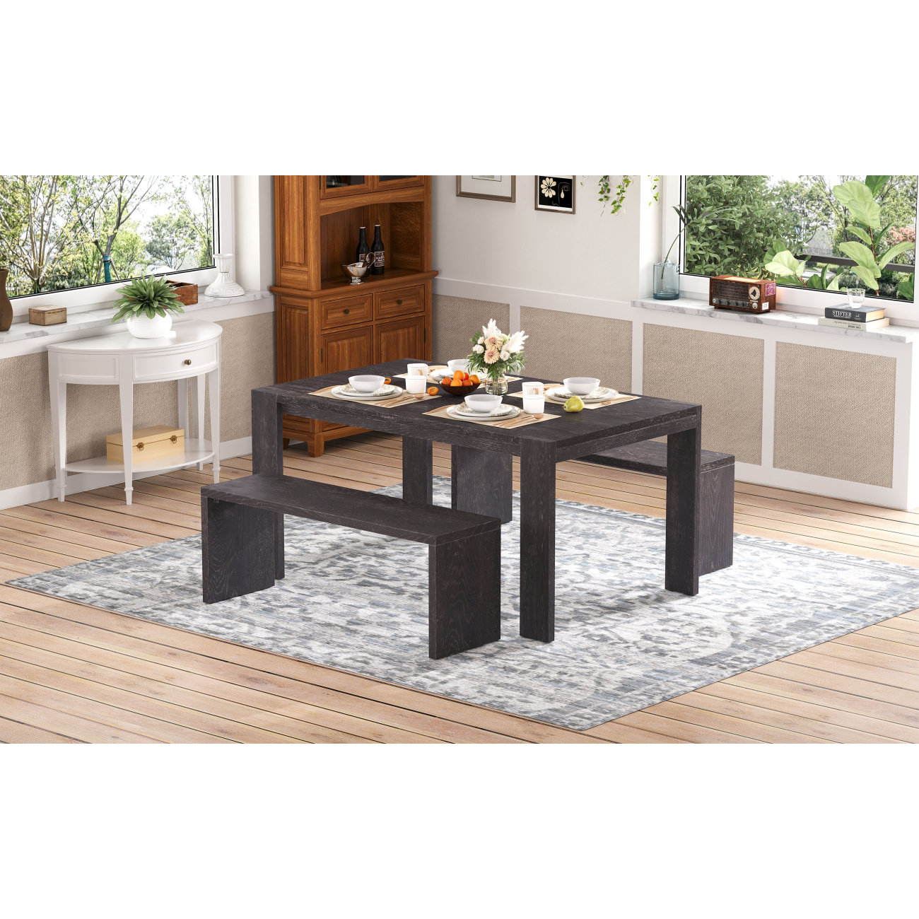 Millwood Pines TREXM 3-Piece Farmhouse Style Simple Dining Set, Dining ...