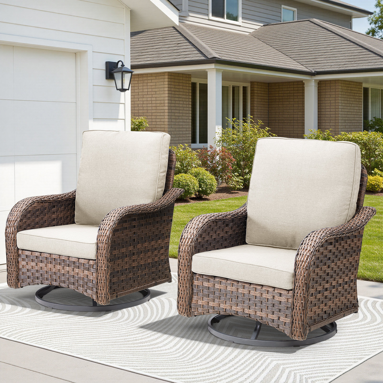 Red Barrel Studio Outdoor Rocking Chair Set, 2-Person Seating Group ...