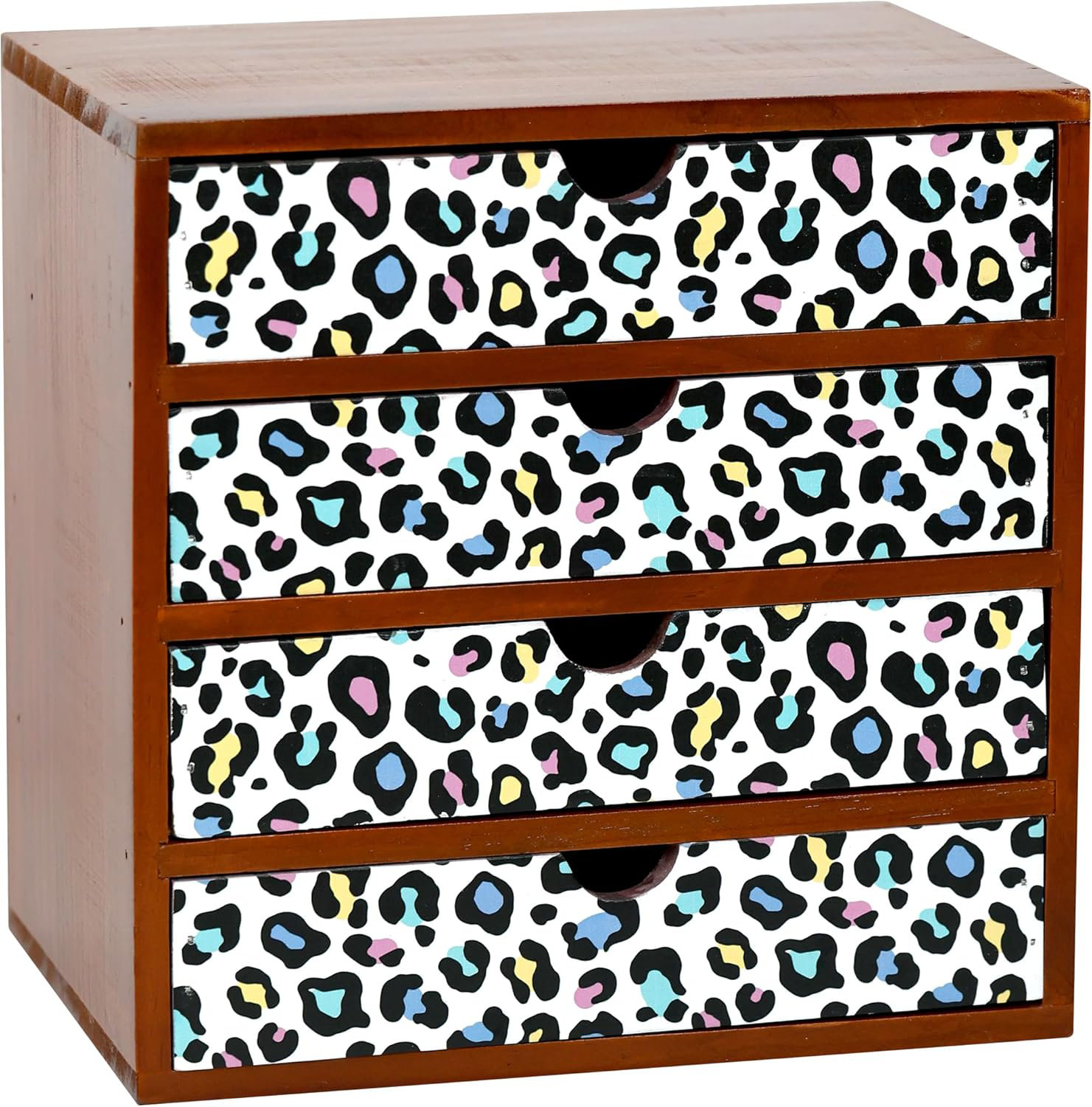 Mercer41 Colorful Leopard Print Wooden Desk Organizer - 4-Drawer ...