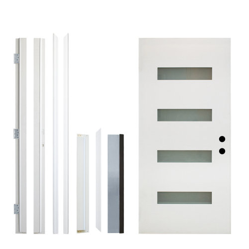Fiberglass Entry Door, White Finish Knock-Down Fiberglass Door with New ...