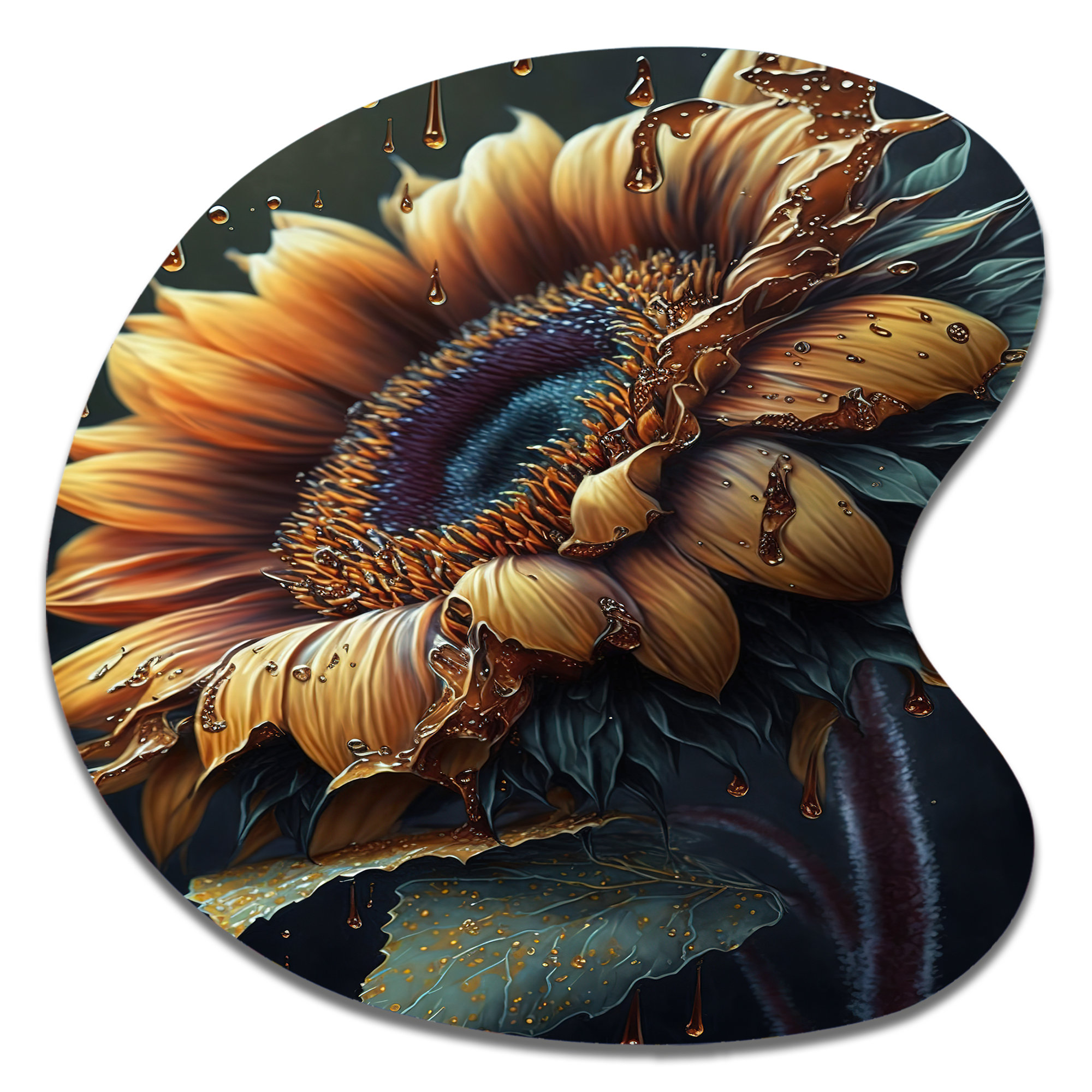 Design Art Realistic Sunflower - Unique Shape Sunflower Metal Wall Art ...