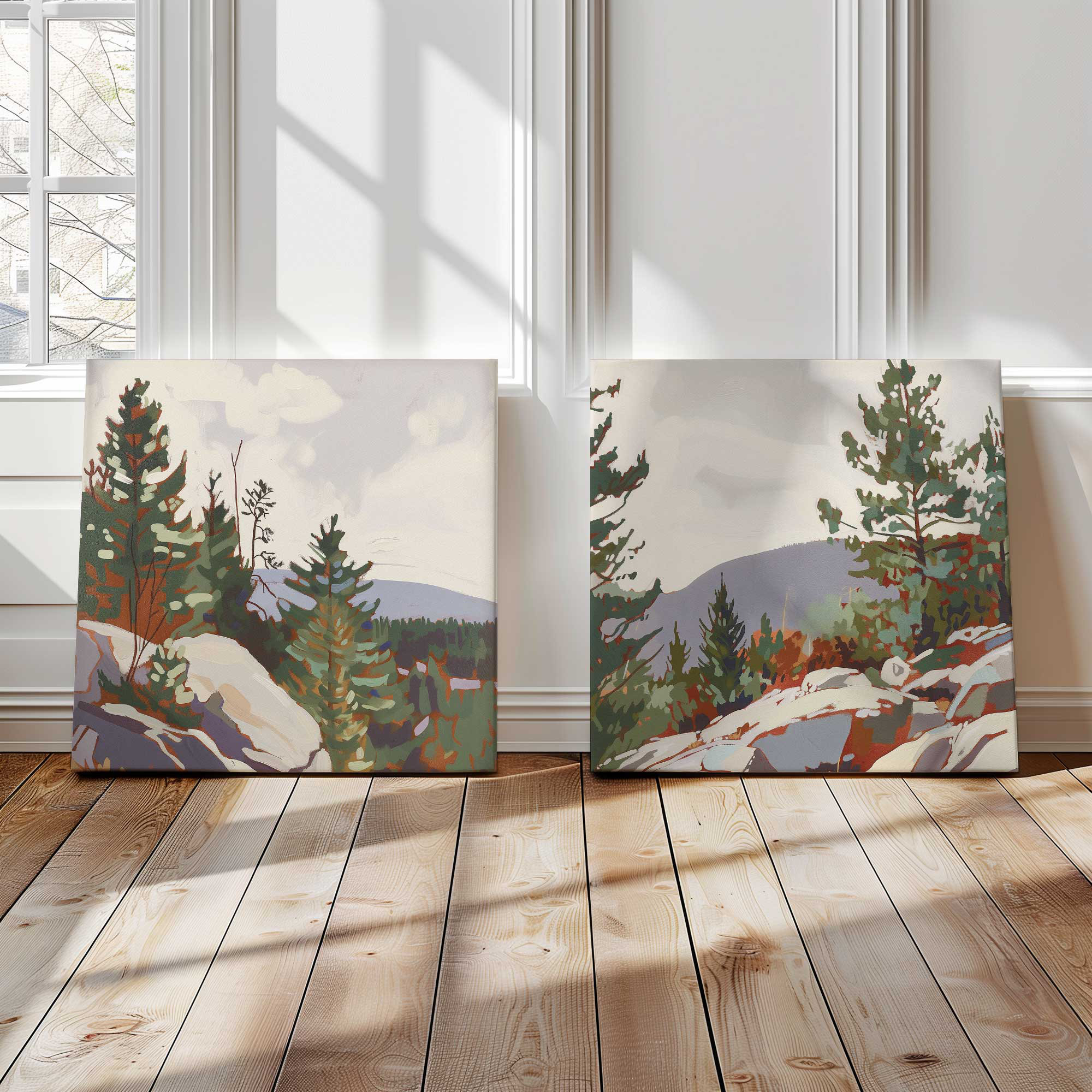 Foundry Select Mountain Rocks and Pines, Set of 2 Print on Canvas | Wayfair