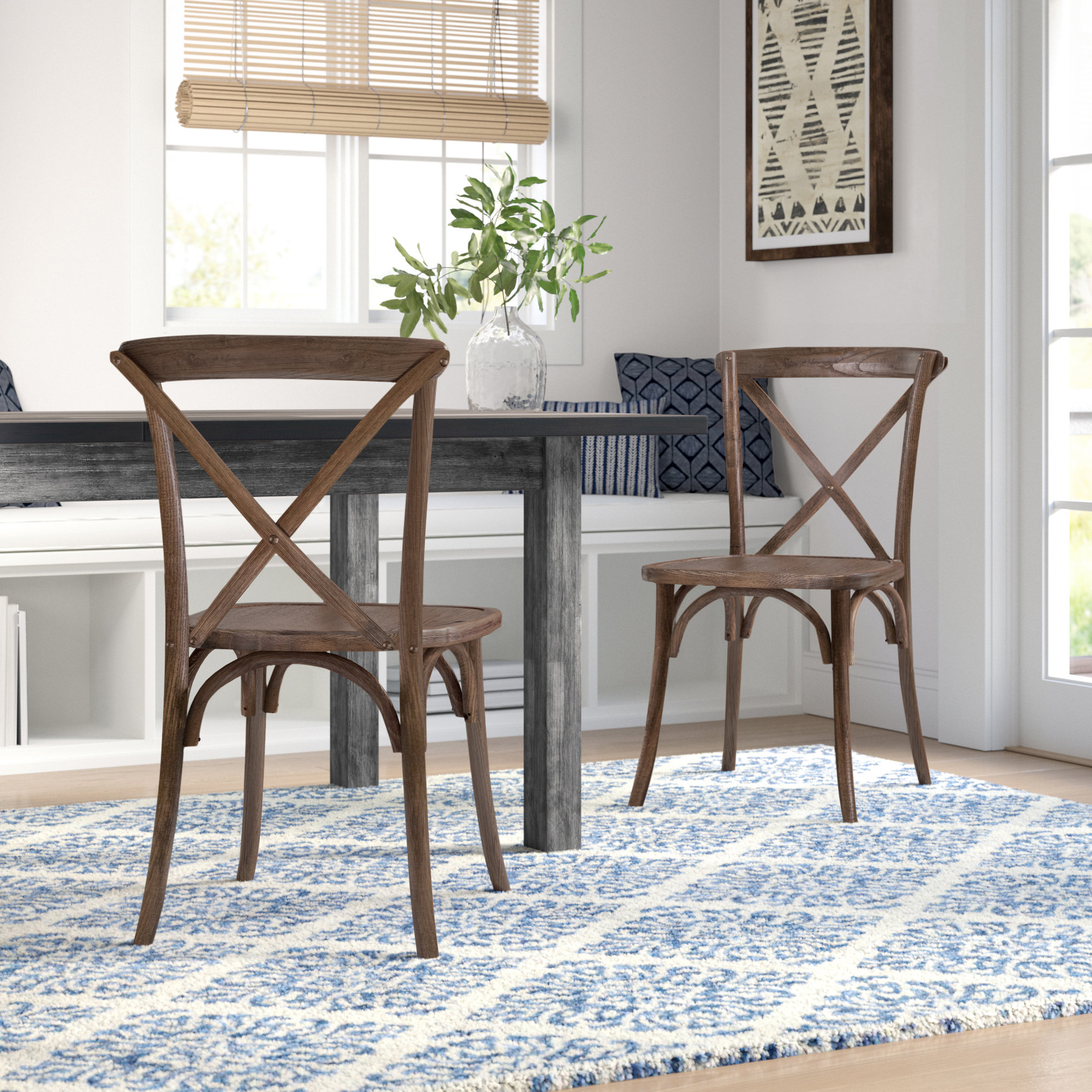 Mistana™ Norma Stackable Wood Cross Back Dining Chair & Reviews | Wayfair