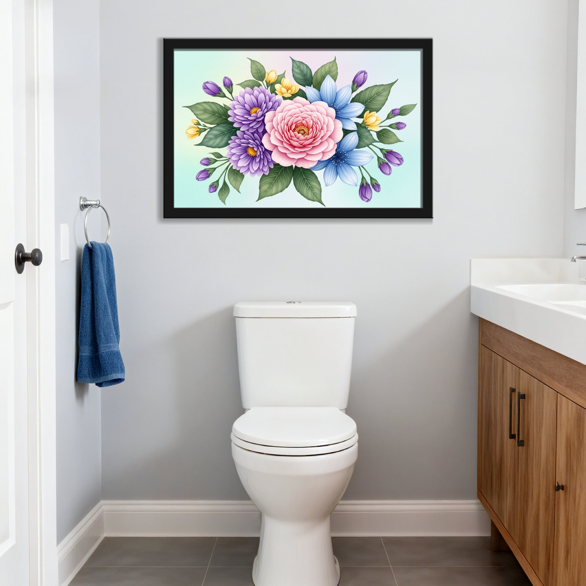 Winston Porter Plants &Flowers Floral Bouquet With Pink Purple And Blue ...
