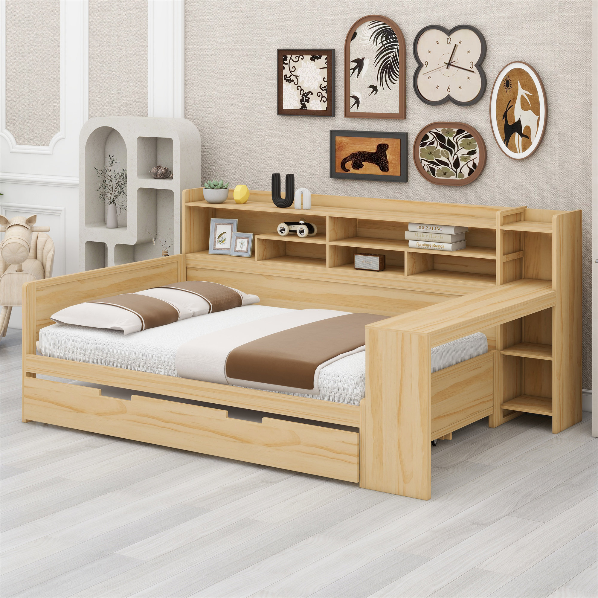 Latitude Run® Daybed With Storage Shelves, Multi-Functional Bed With ...