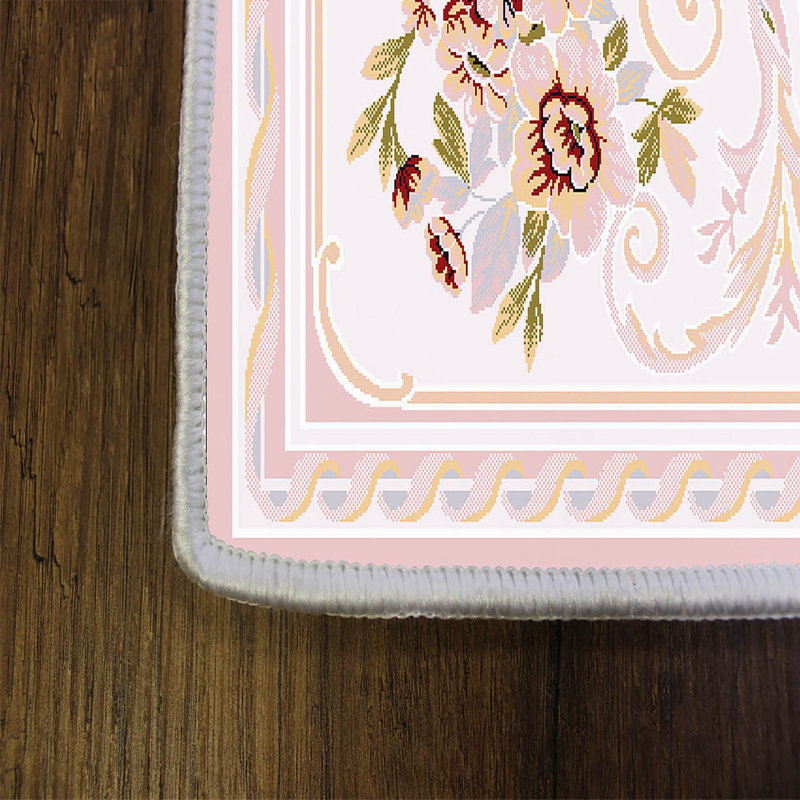 Bless international Flatweave Performance Pink/White Rug | Wayfair
