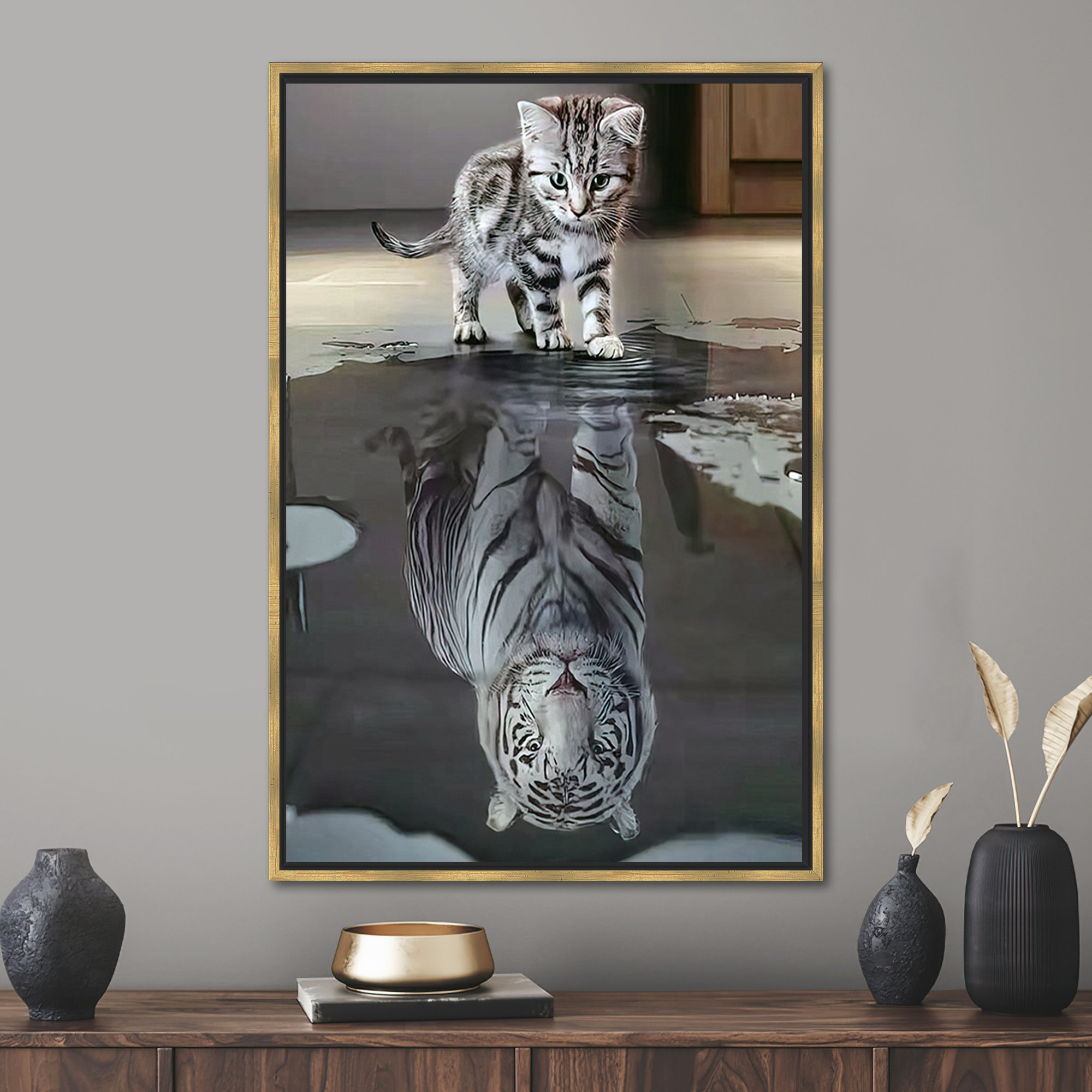 kayra export Tiger Reflection Cat, Cat Lover Gift Wall Decor, Success ...