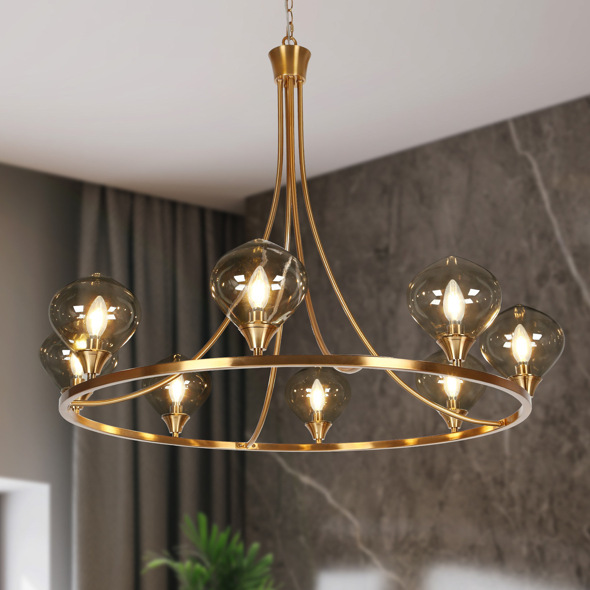 Mercer41 Elisabette 8 - Light Large Dimmable Wagon Wheel Chandelier ...