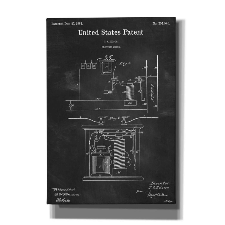 Williston Forge " Edison Electric Meter Blueprint Patent Chalkboard ...