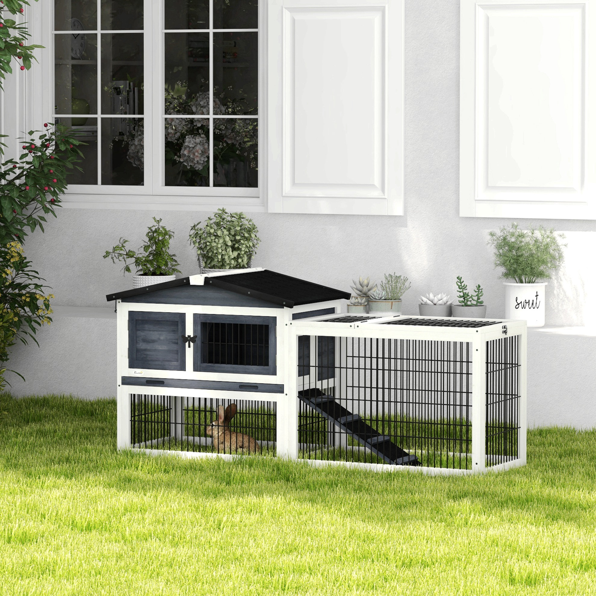 One Allium Way® 2 Levels Outdoor Rabbit Hutch With Openable Top, 59 ...