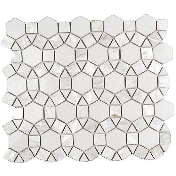 Bond Tile Noble White 9-3/4 in. x 12-1/4 in. x 10 mm Polished Pearl and ...