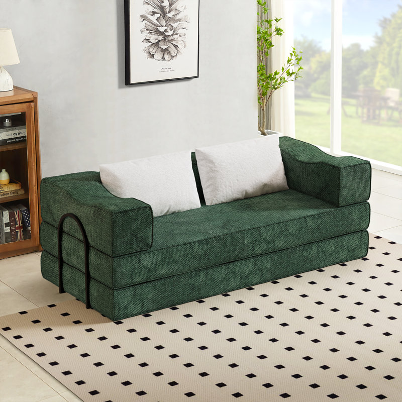 Latitude Run® Colerain 80'' Chenille Square Arms Modular Sleeper ...